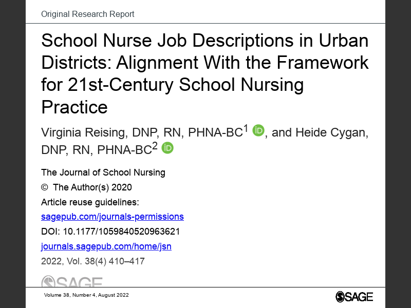 August 2022School Nurse Job Descriptions in Urban Districts: Alignment ...