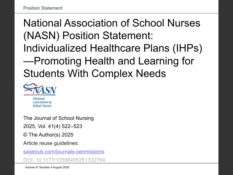 August 2025"National Association of School Nurses (NASN) Position ...