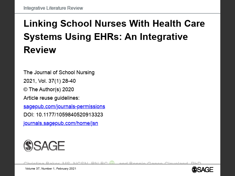 February 2021Linking School Nurses with Healthcare Systems using EHRs ...
