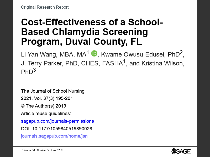 June 2021Cost-Effectiveness of a School-Based Chlamydia Screening ...