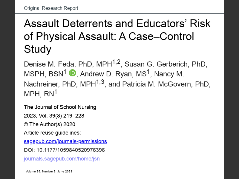 June 2023Assault Deterrents and Educators’ Risk of Physical Assault: A ...