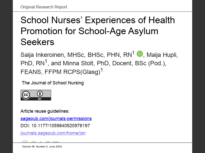 June 2023School Nurses’ Experiences of Health Promotion for School-Age ...