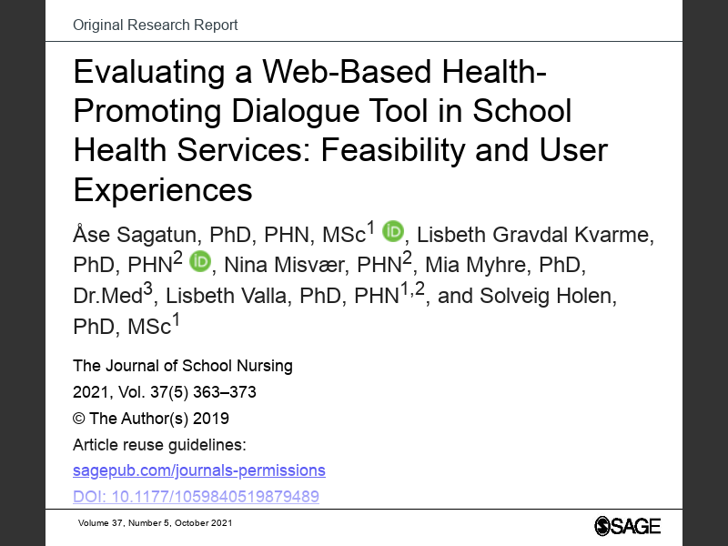 October 2021Evaluating a Web-Based Health-Promoting Dialogue Tool in ...