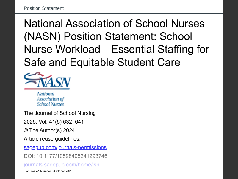 October 2025"National Association of School Nurses (NASN) Position ...