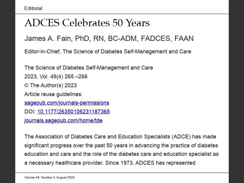 August 2023Editorial: ADCES Celebrates 50 Years