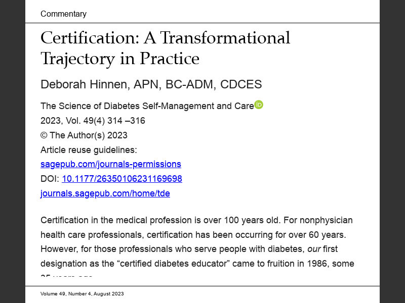 August 2023Commentary: Certification: A Transformational Trajectory in Practice