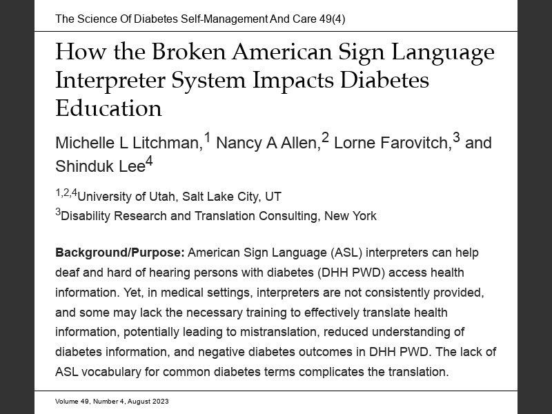 August 2023ADCES 2023 Research Abstracts: How the Broken American Sign ...