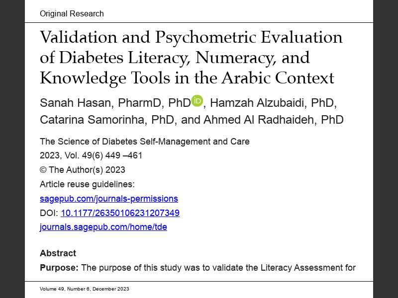 December 2023Original Research: Validation and Psychometric Evaluation ...