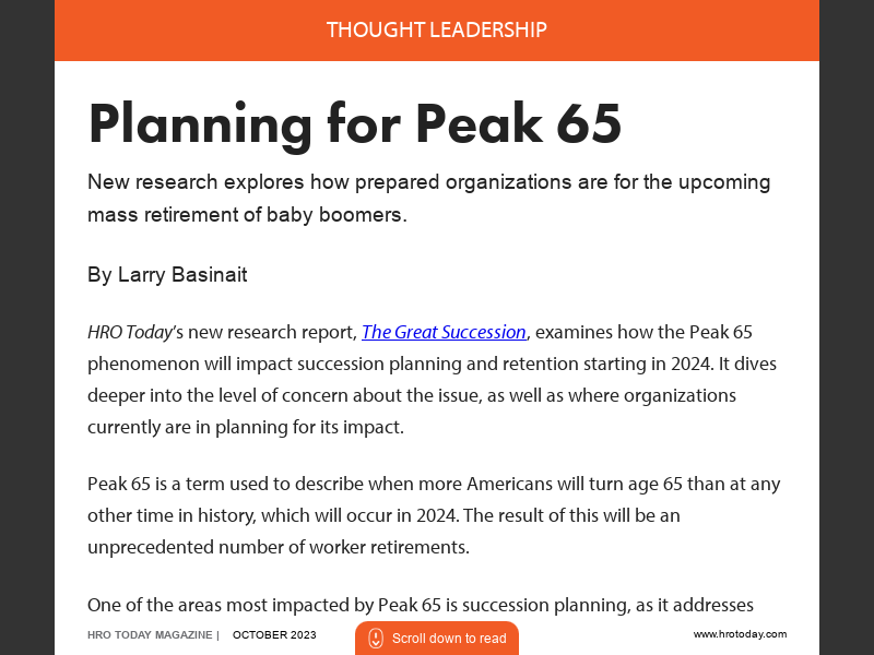 October 2023Planning for Peak 65