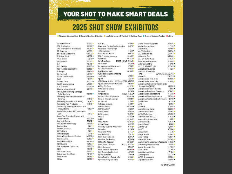 20252025 SHOT Show Exhibitors 1