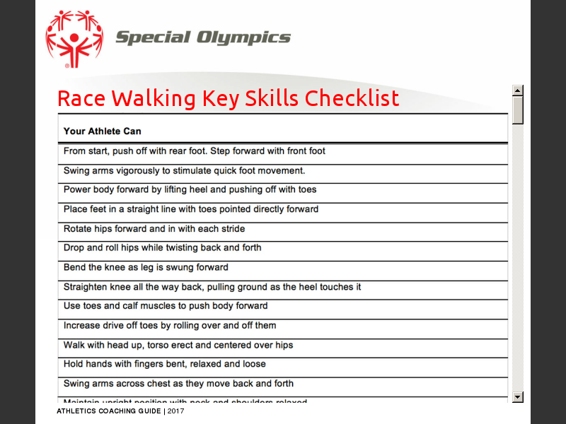 Athletics Coaching Guide - 2017Race Walking