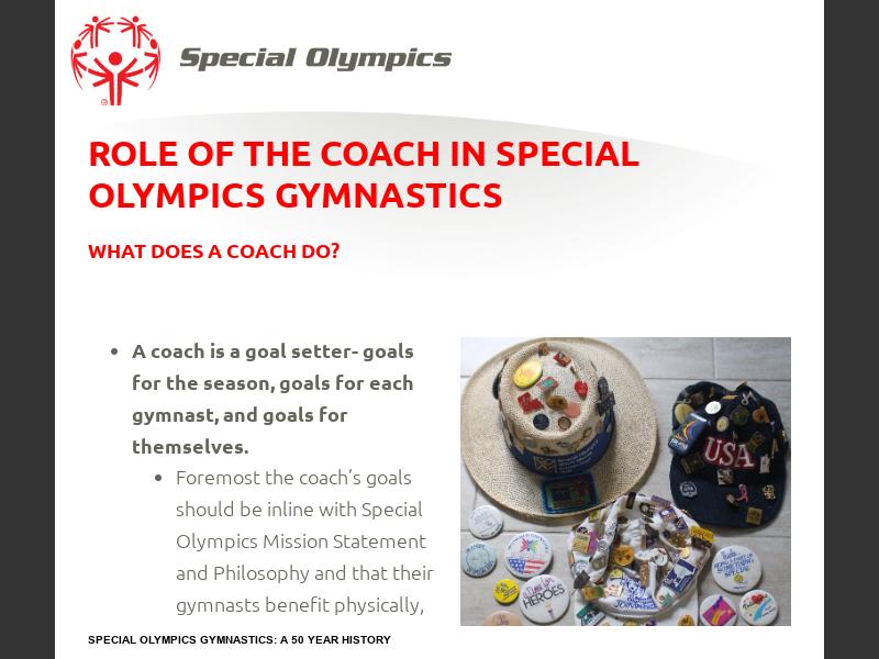 Special Olympics Gymnastics: A 50 Year HistoryRole of the Coach in ...