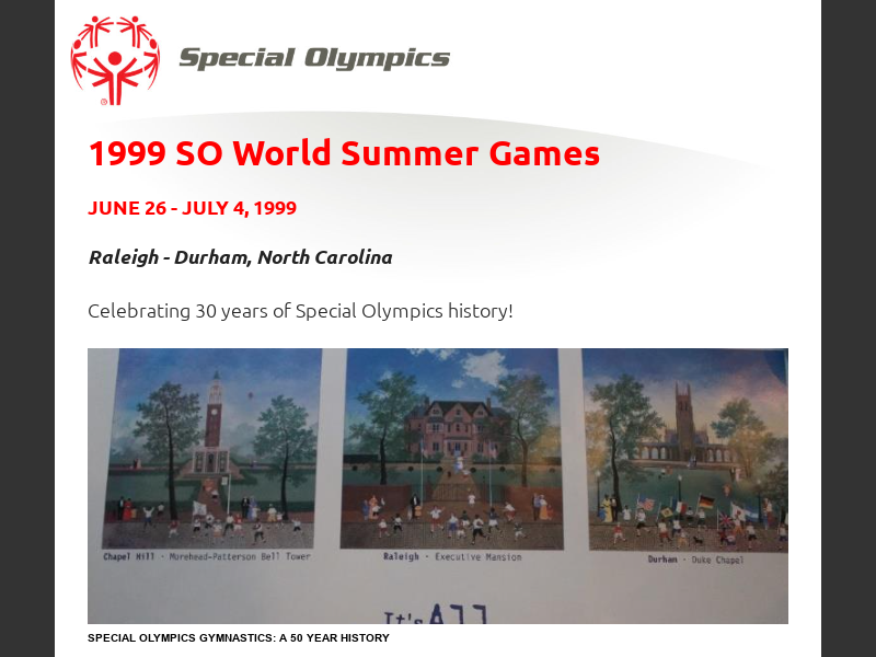 Special Olympics Gymnastics: A 50 Year History1999 - World Summer Games ...