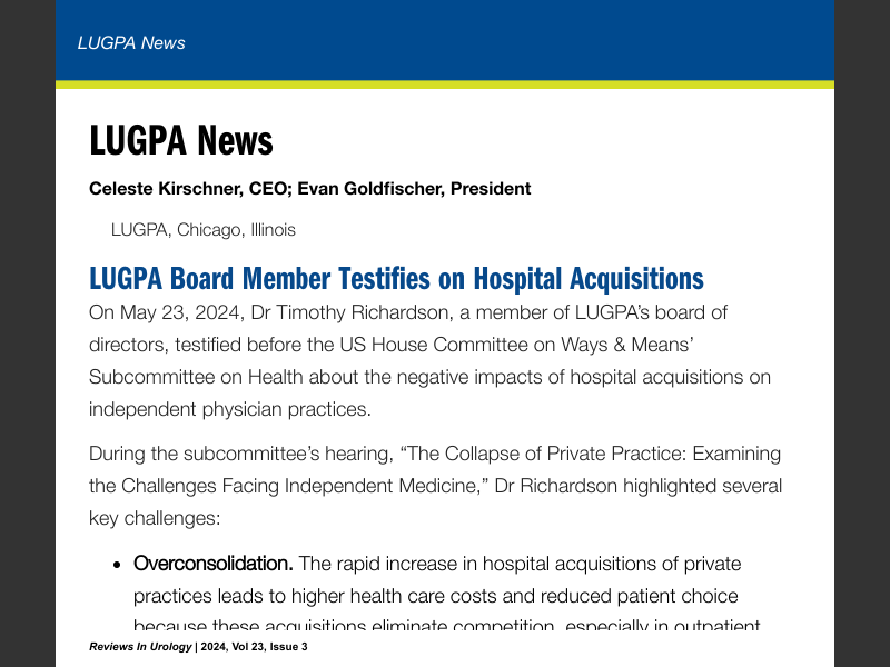 Reviews in Urology Volume 23, Issue 3 2024LUGPA News
