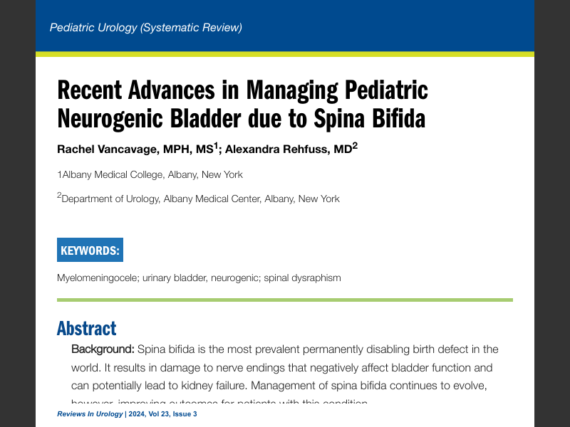 Reviews in Urology Volume 23, Issue 3 2024Recent Advances in Managing ...