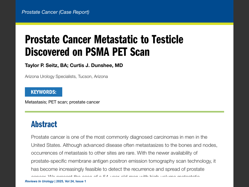 Reviews in Urology Volume 24, Issue 1 2025Prostate Cancer (Case Report)