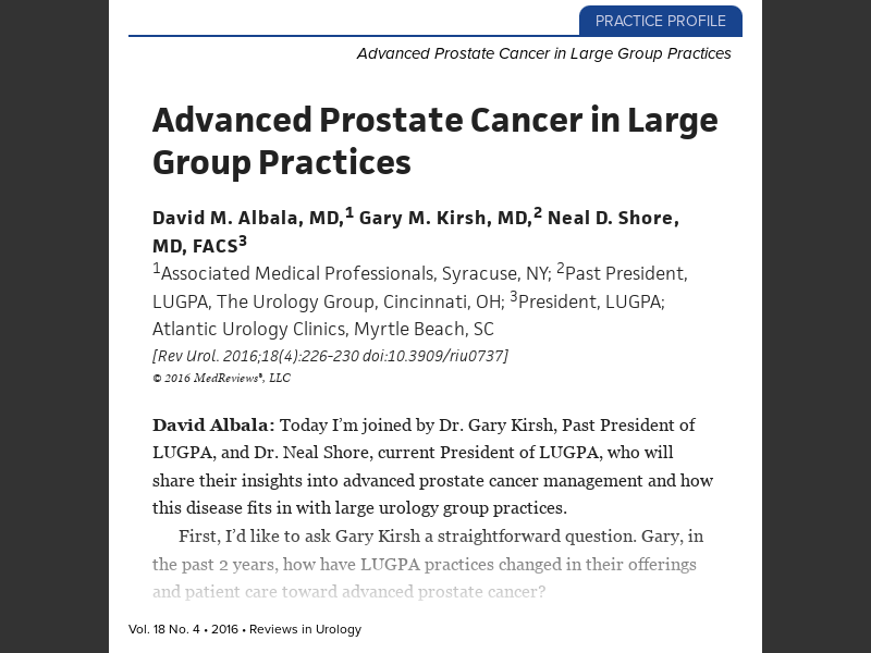 Reviews in Urology Volume 18, No. 4 2016Advanced Prostate Cancer in ...
