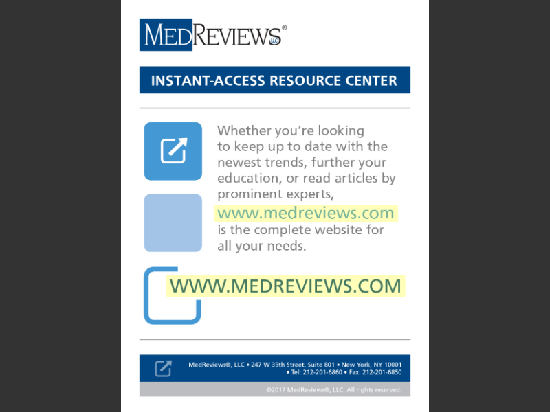 Reviews in Urology Volume 19, No. 1 2017MedReviews Ad
