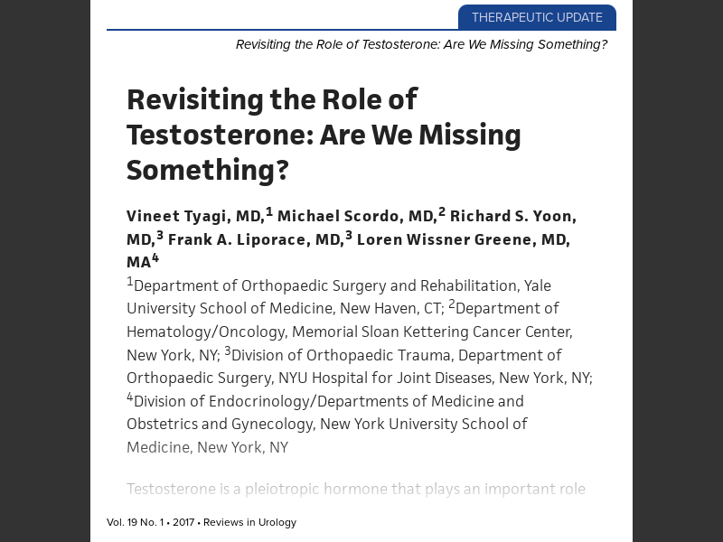 Reviews in Urology Volume 19, No. 1 2017Revisiting the Role of ...