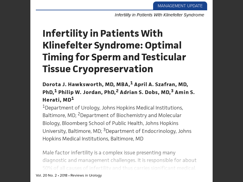 Reviews in Urology Volume 20, No.2 2018Infertility in Patients With ...