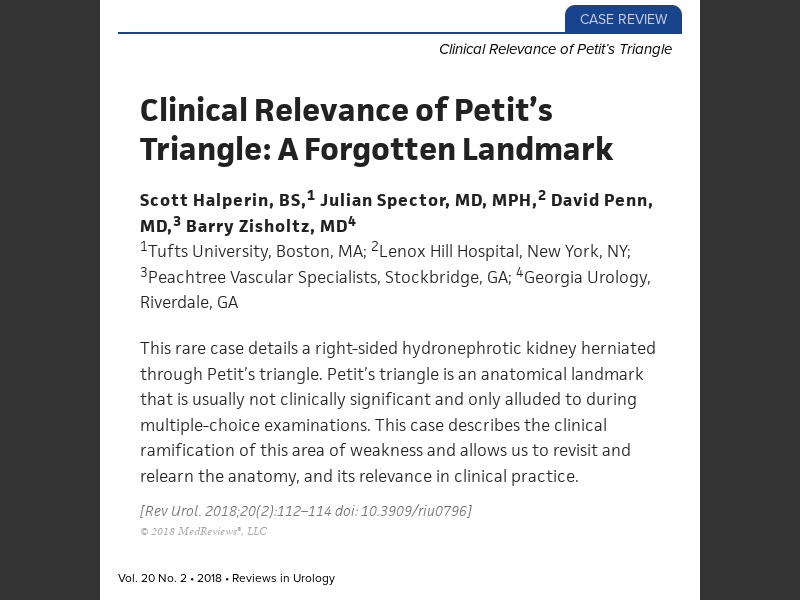 Reviews in Urology Volume 20, No.2 2018Clinical Relevance of Petit’s ...