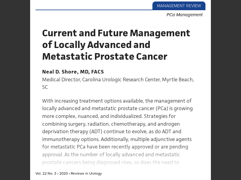 Reviews in Urology Volume 22, No. 3 2020Current and Future Management ...