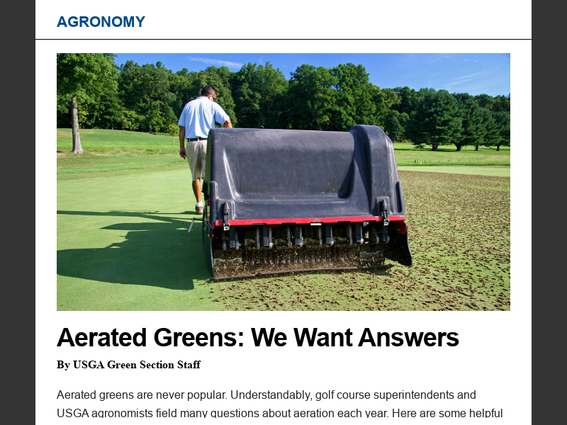 April 2023Aerated Greens: We Want Answers