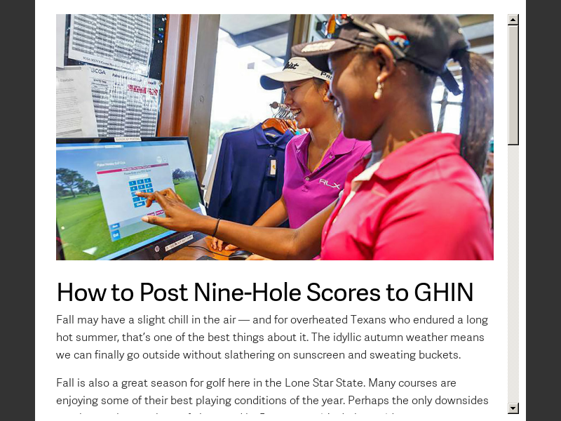 Lone Star Golf December 2018How to Post Nine-Hole Scores to GHIN