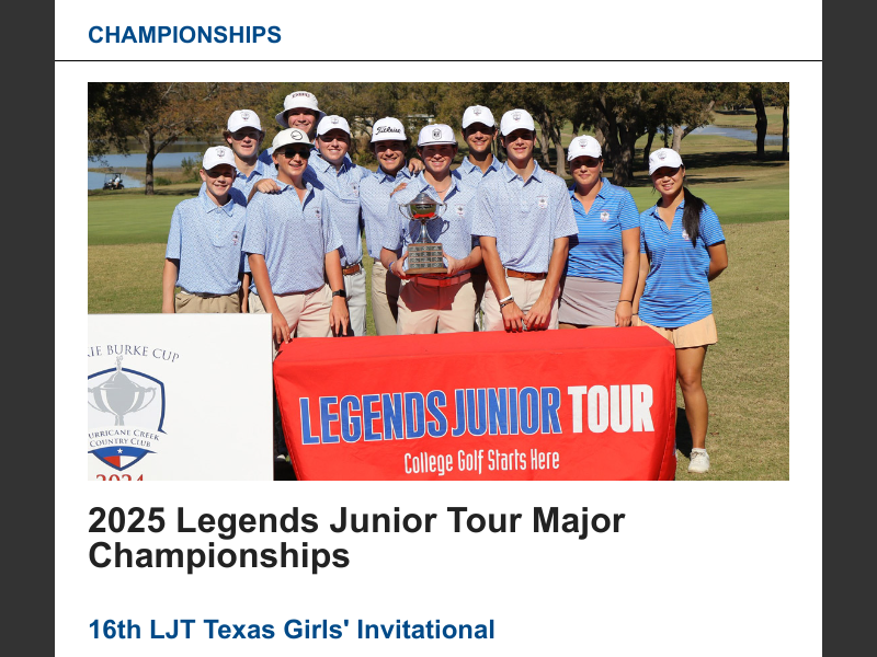 February 20252025 Legends Junior Tour Major Championships