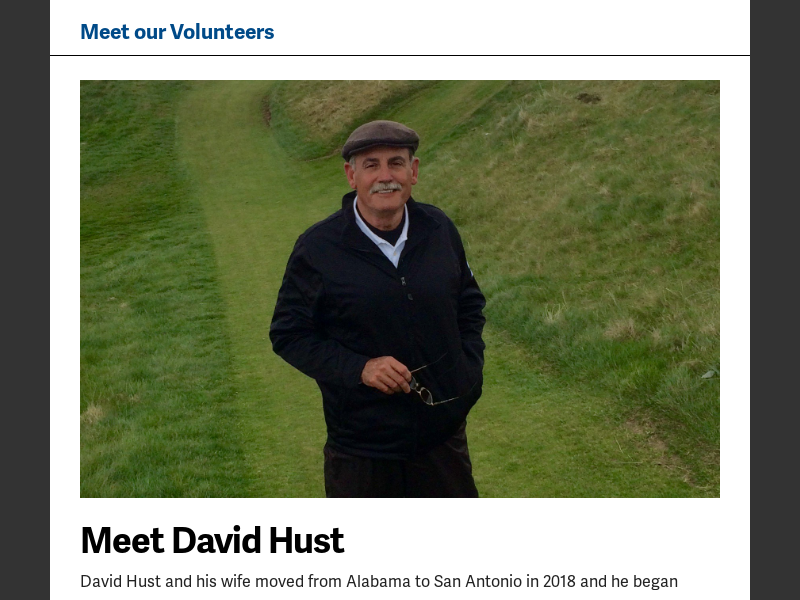 June 2022Volunteer Spotlight: David Hust