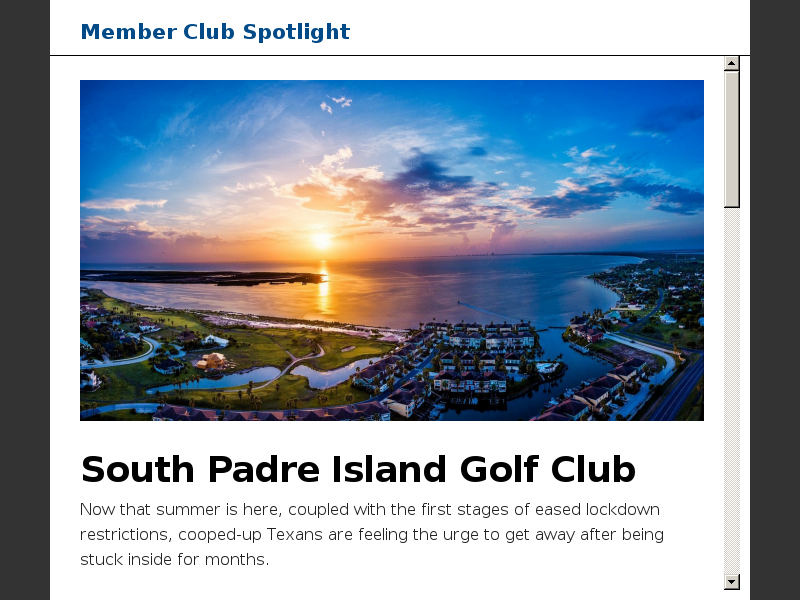 Lone Star Golf June 2020Member Club Spotlight: South Padre Island GC