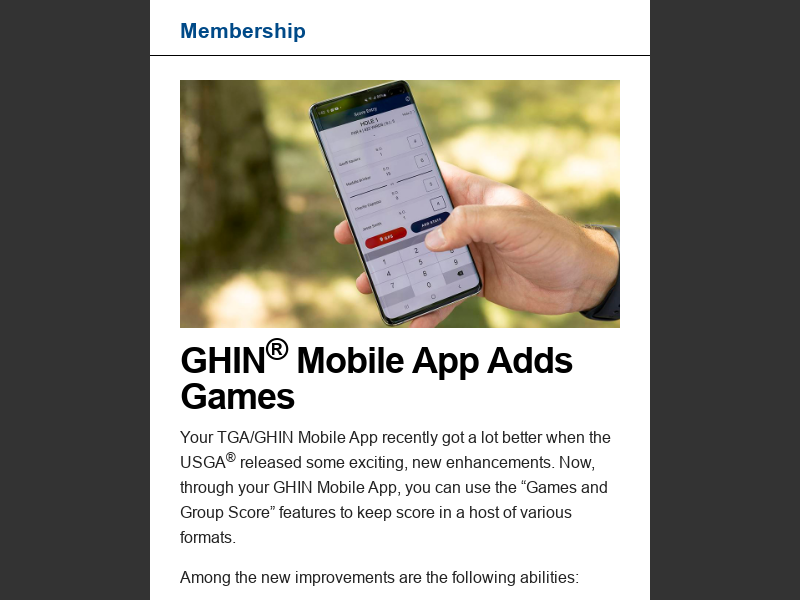 October 2022Updates Coming on GHIN Mobile App