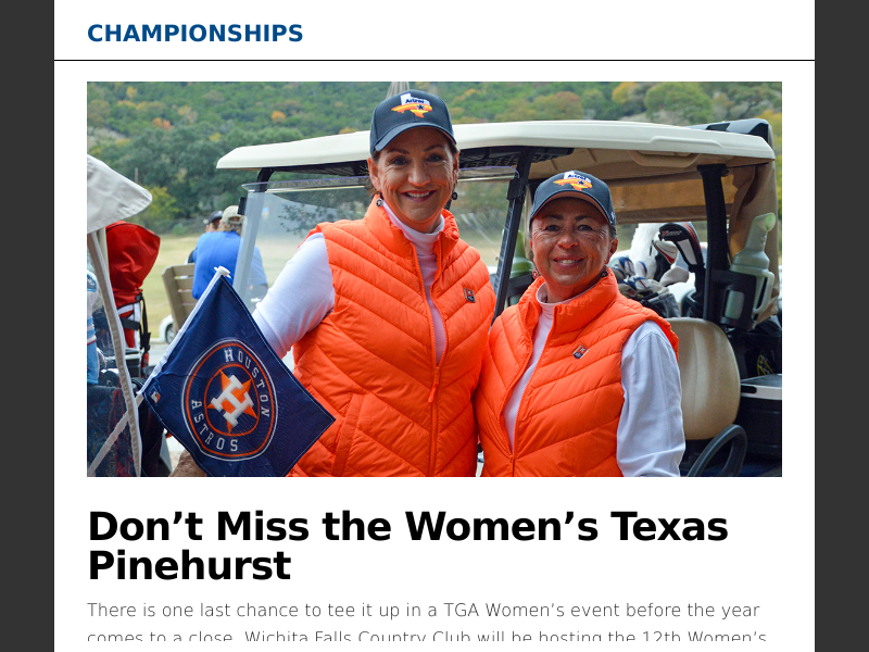 October 2024Don’t Miss the Women’s Texas Pinehurst