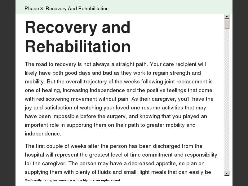 Care Guide - Hip and KneeRecovery and Rehabilitation