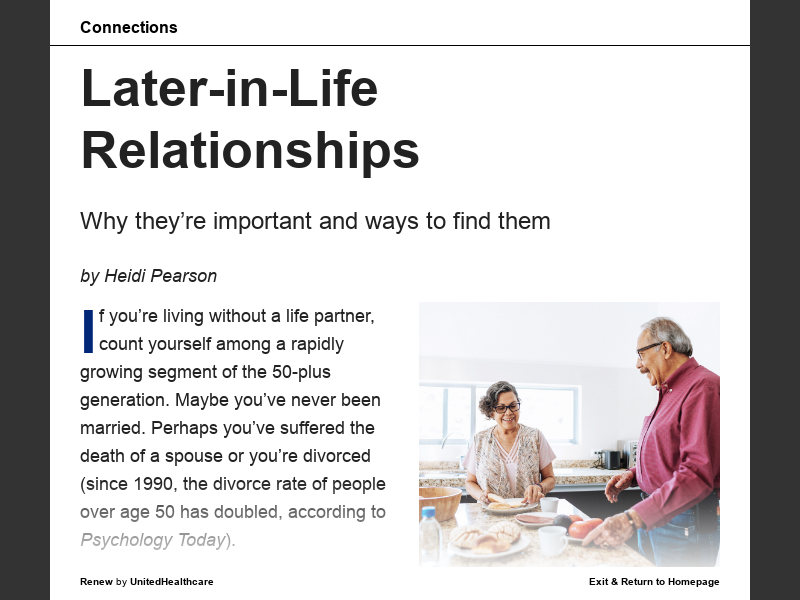 Renew - Winter 2022Later-in-Life Relationships