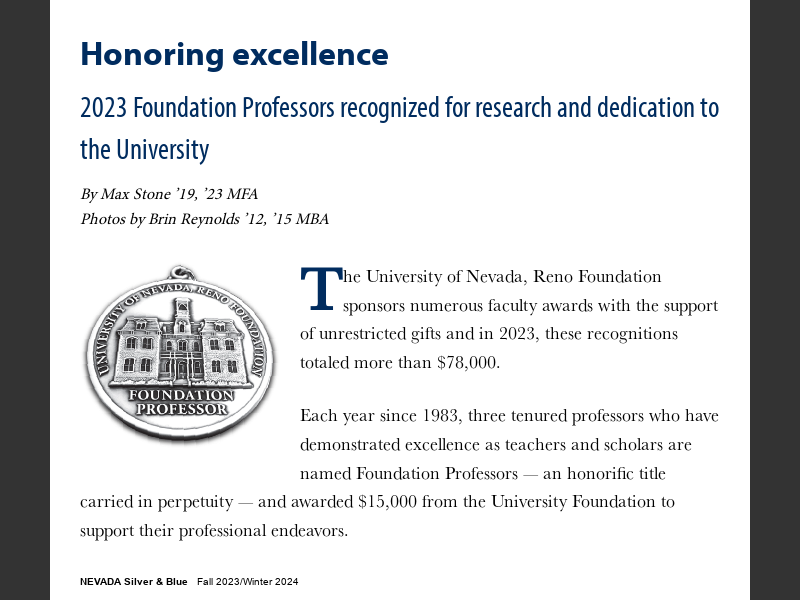 Silver & Blue - Fall 2023/Winter 2024Honoring Excellence