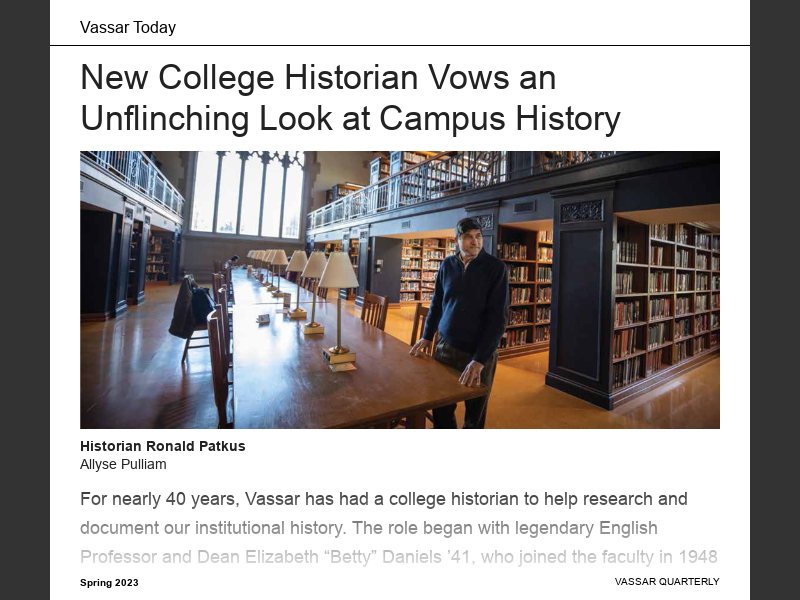 Spring 2023New College Historian Vows an Unflinching Look at Campus History